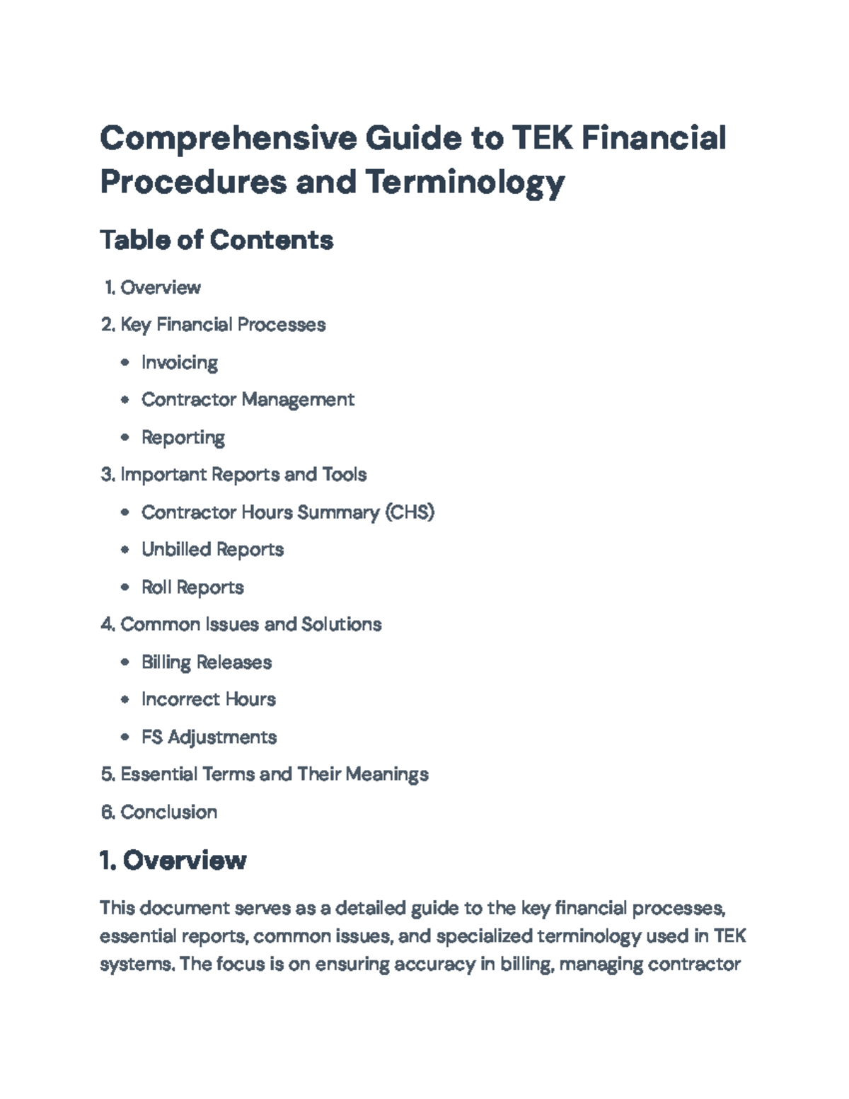 TEK Financial Procedures and Terminology Comprehensive Guide ...