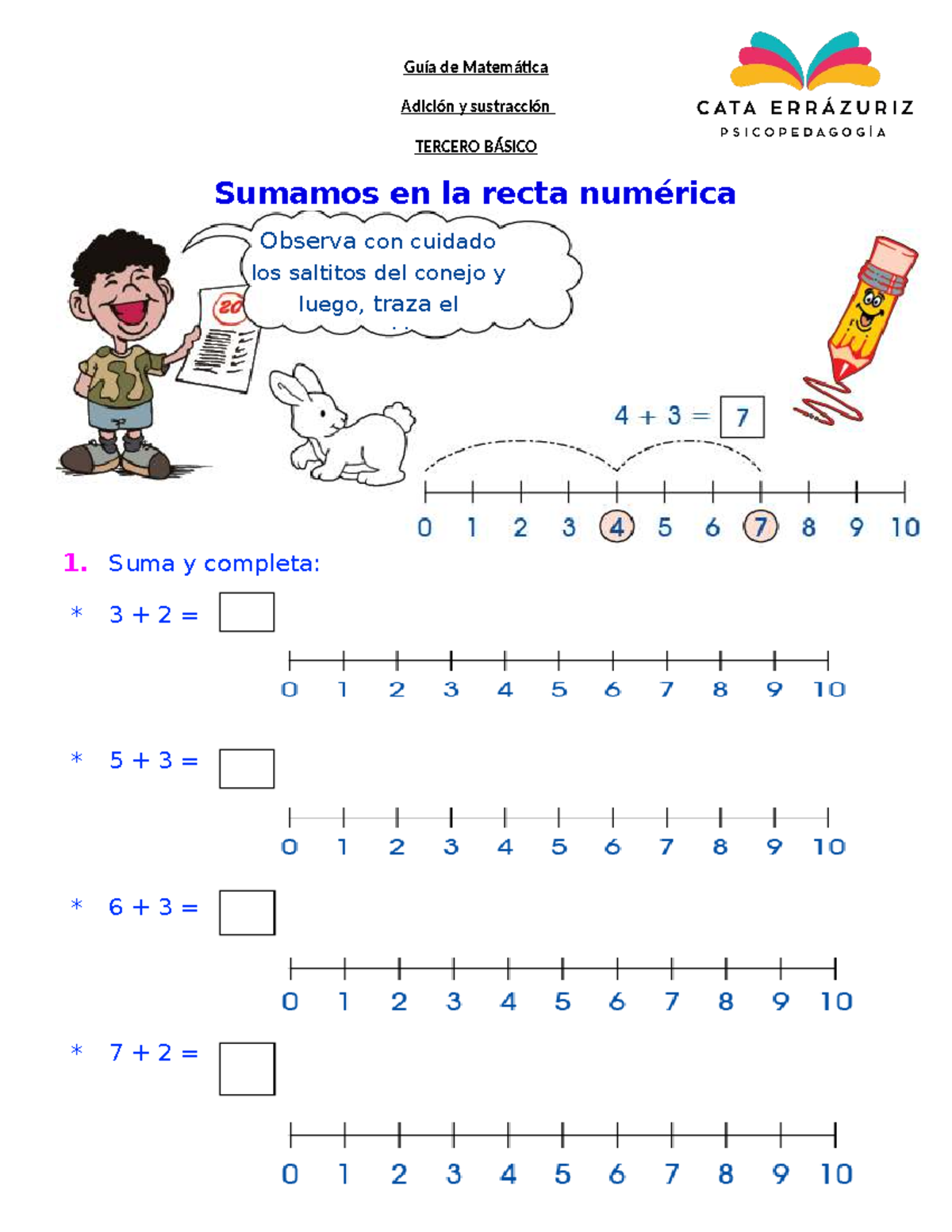 Guía de Matemática: Sumas y Restas en la Recta Numérica 1er Grado - Studocu