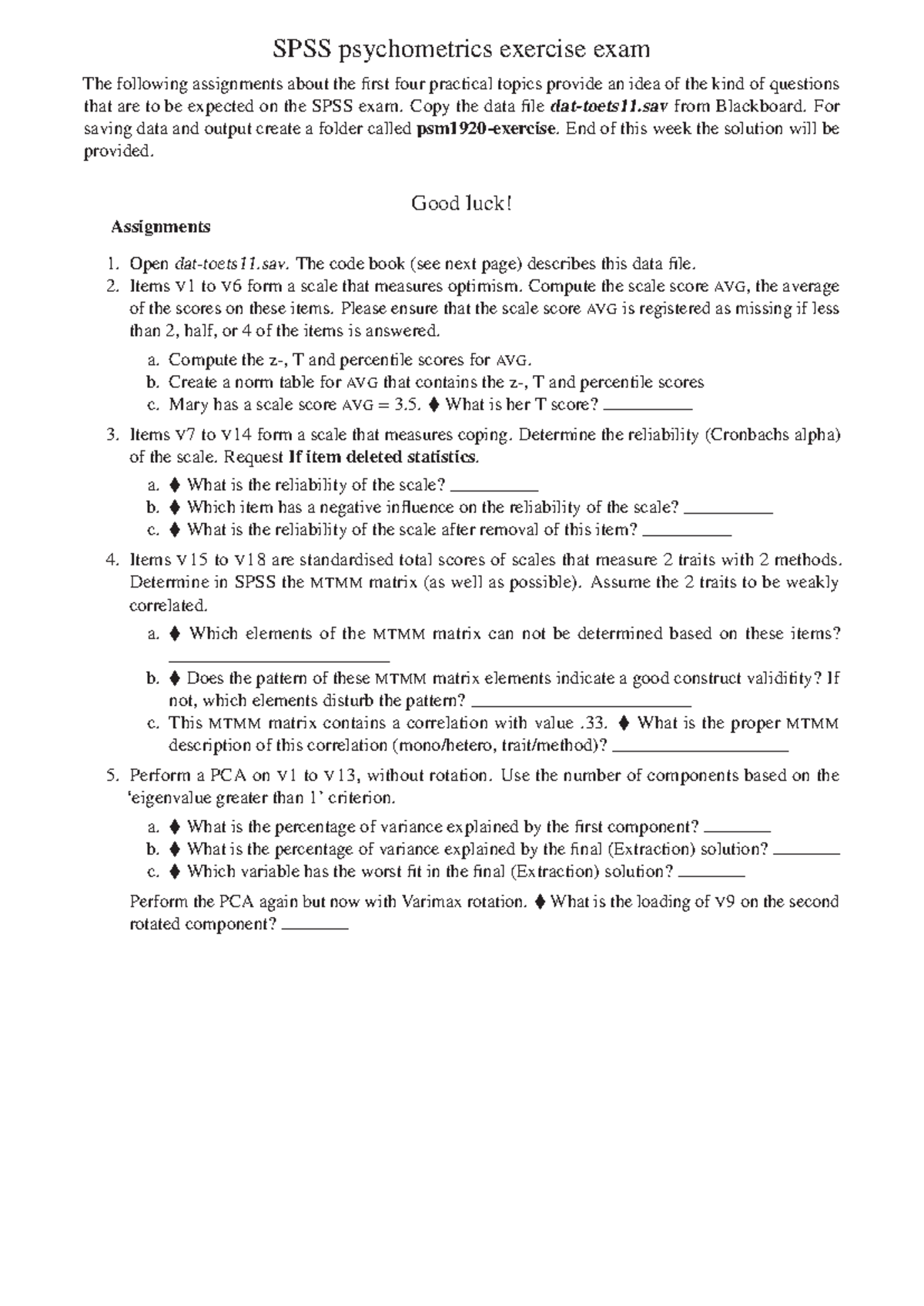 Pracrice test - SPSS practice test for Psychometrics - HS Leiden ...