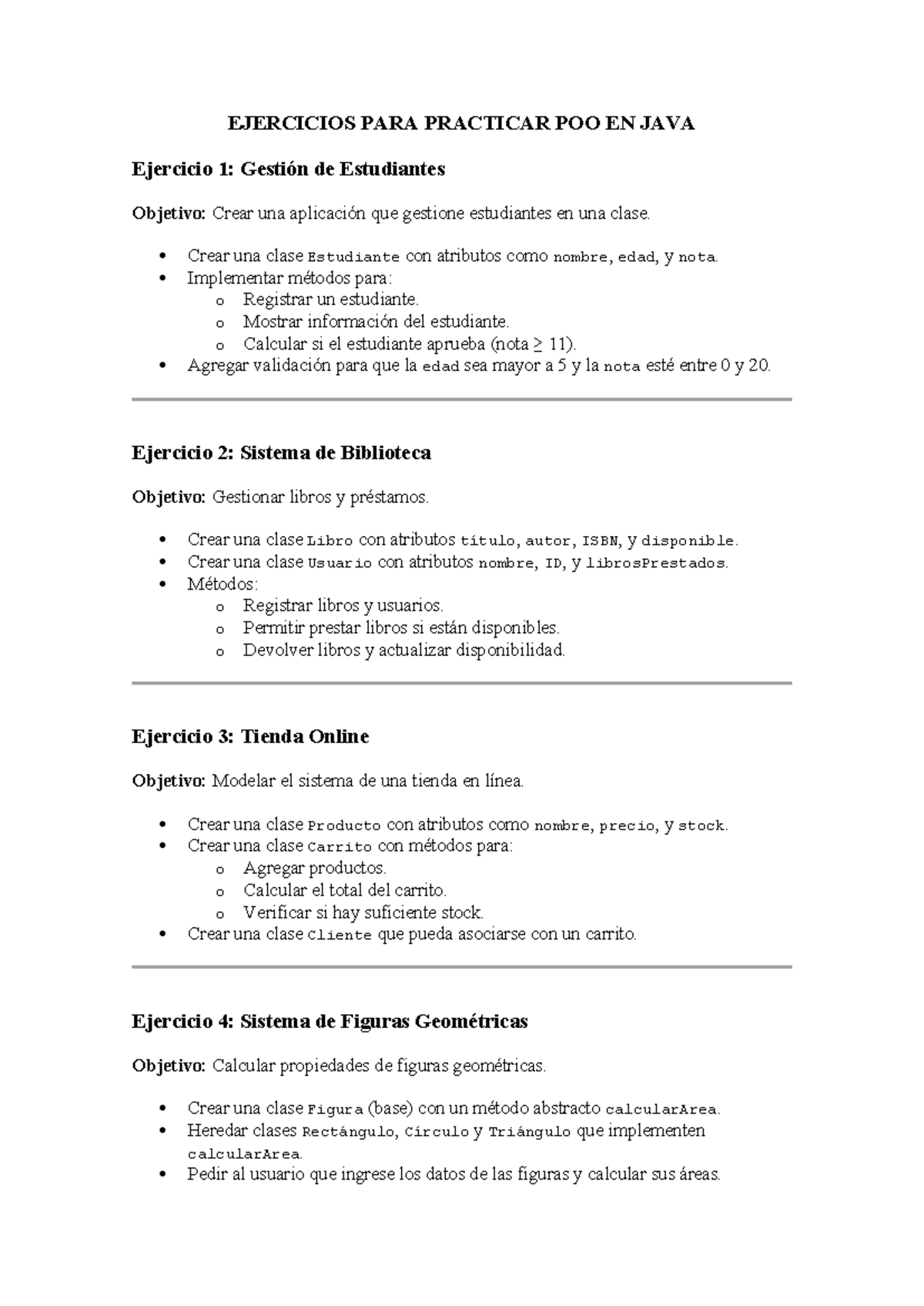 Ejercicios Prácticos de POO en Java - Fundamentos y Aplicaciones - Studocu