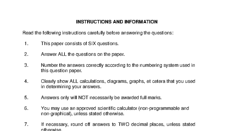 Gr 10 Maths Final Exam Paper 1 Instructions & Questions - Nov 2021 ...