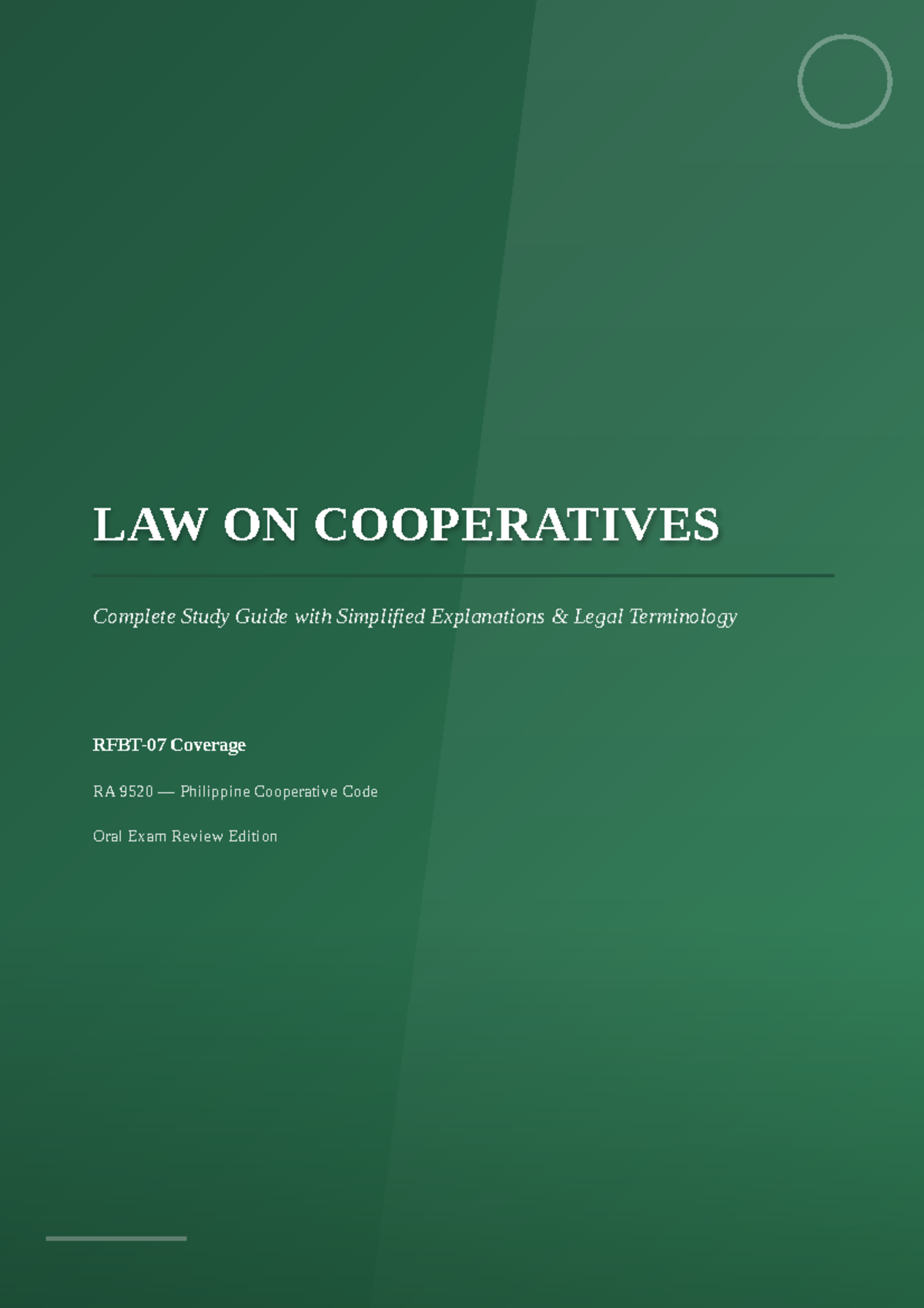 LAW ON COOPERATIVES (RA 9520) Comprehensive Study Guide for Oral Exam ...