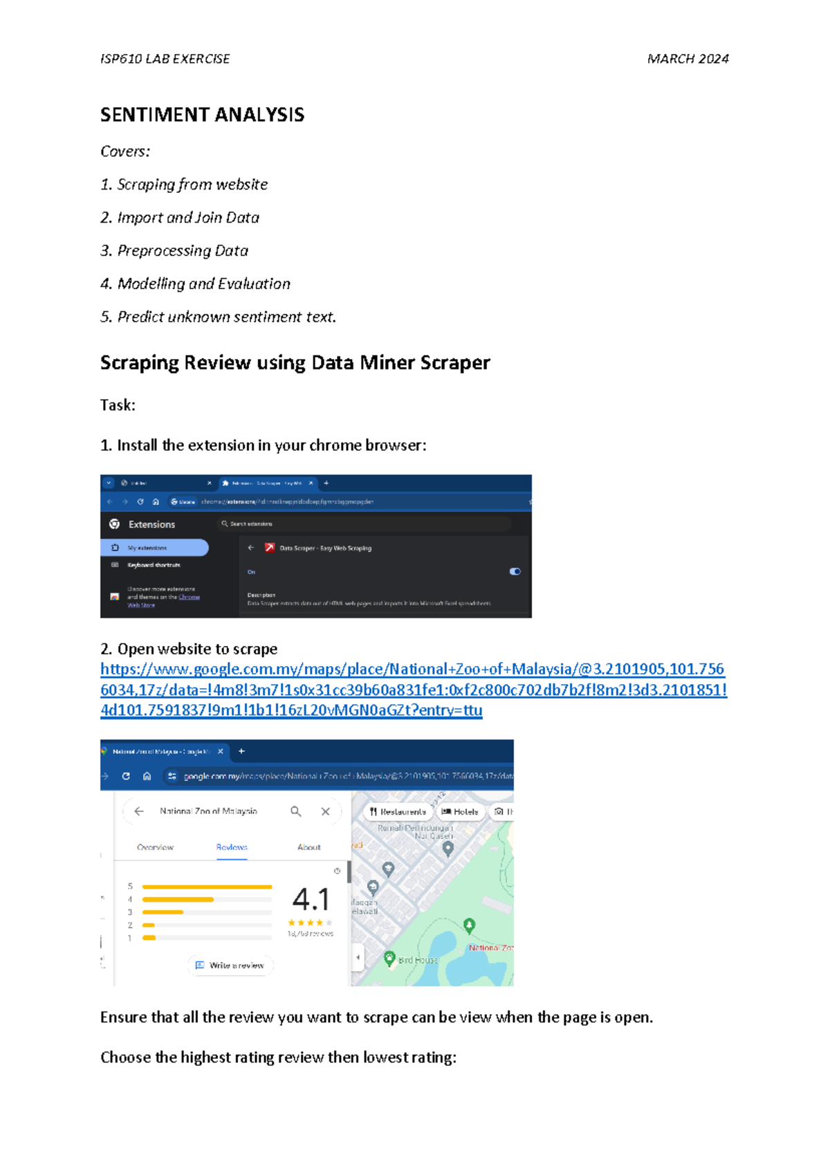 Sentiment Analysis Guide for ISP610: Web Scraping to Prediction - Studocu