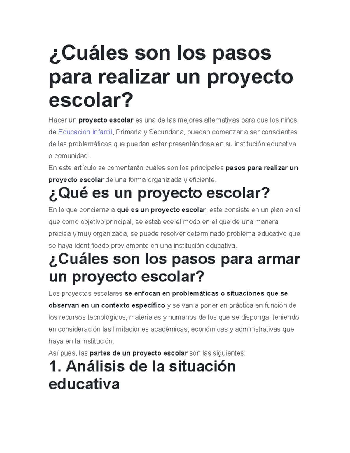 Pasos para Realizar un Proyecto Escolar: Guía Práctica - Studocu