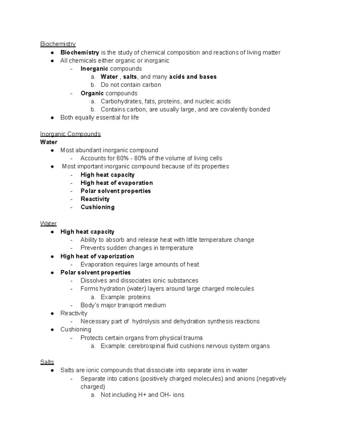 Human Anatomy & Physiology Chapter 2: Biochemistry Basics - Studocu