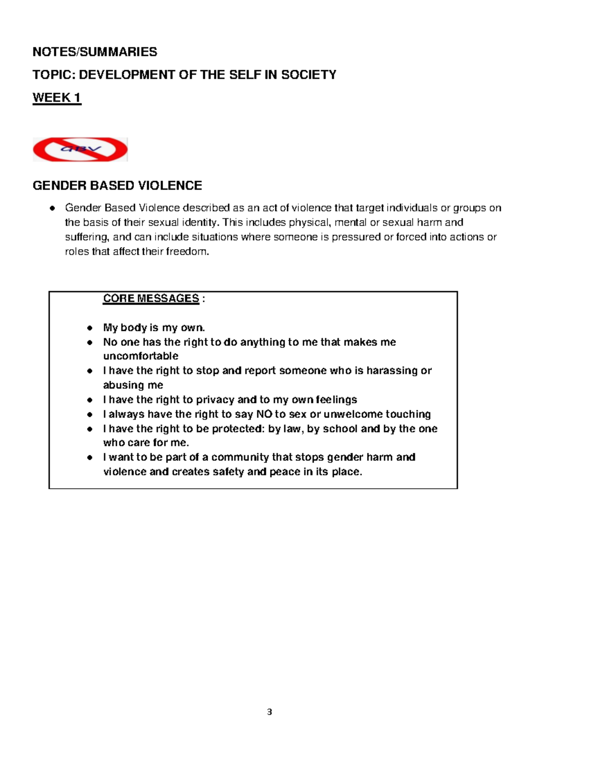 Gender based violence notes for term 2 grd 11 - Studocu