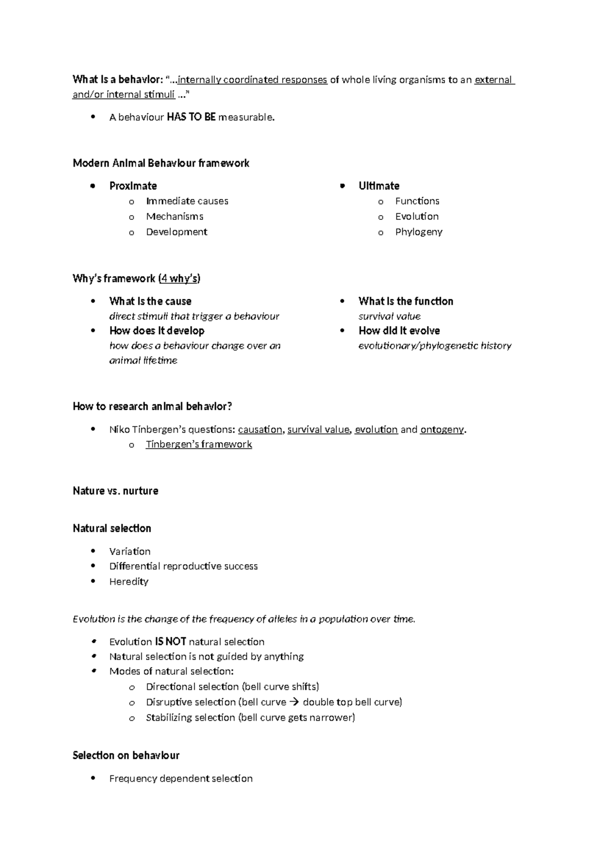 Summary of 1st Course Part: Animal Behavior Framework & Research ...
