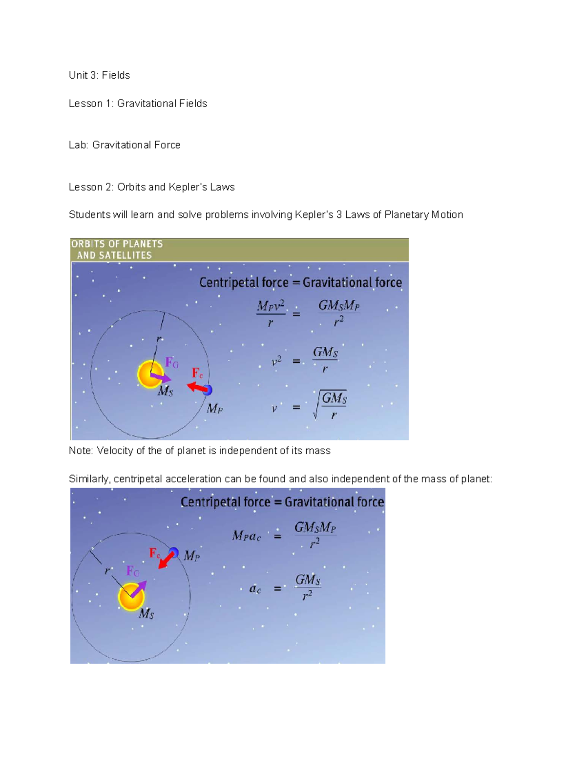 Unit 3: Fields - Gravitational & Electric Forces Overview - Studocu