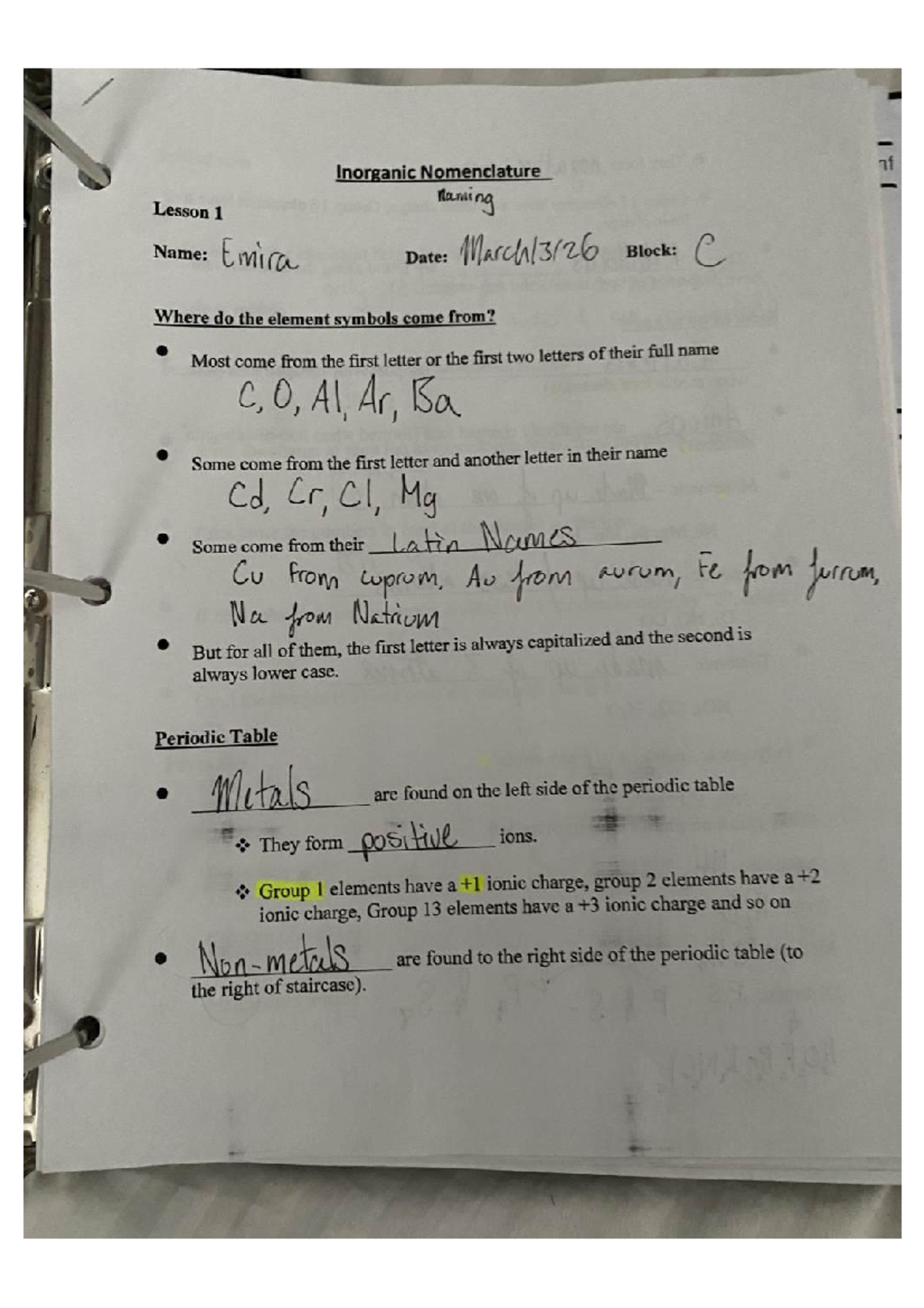Inorganic Nomenclature Lesson 1 - Studocu
