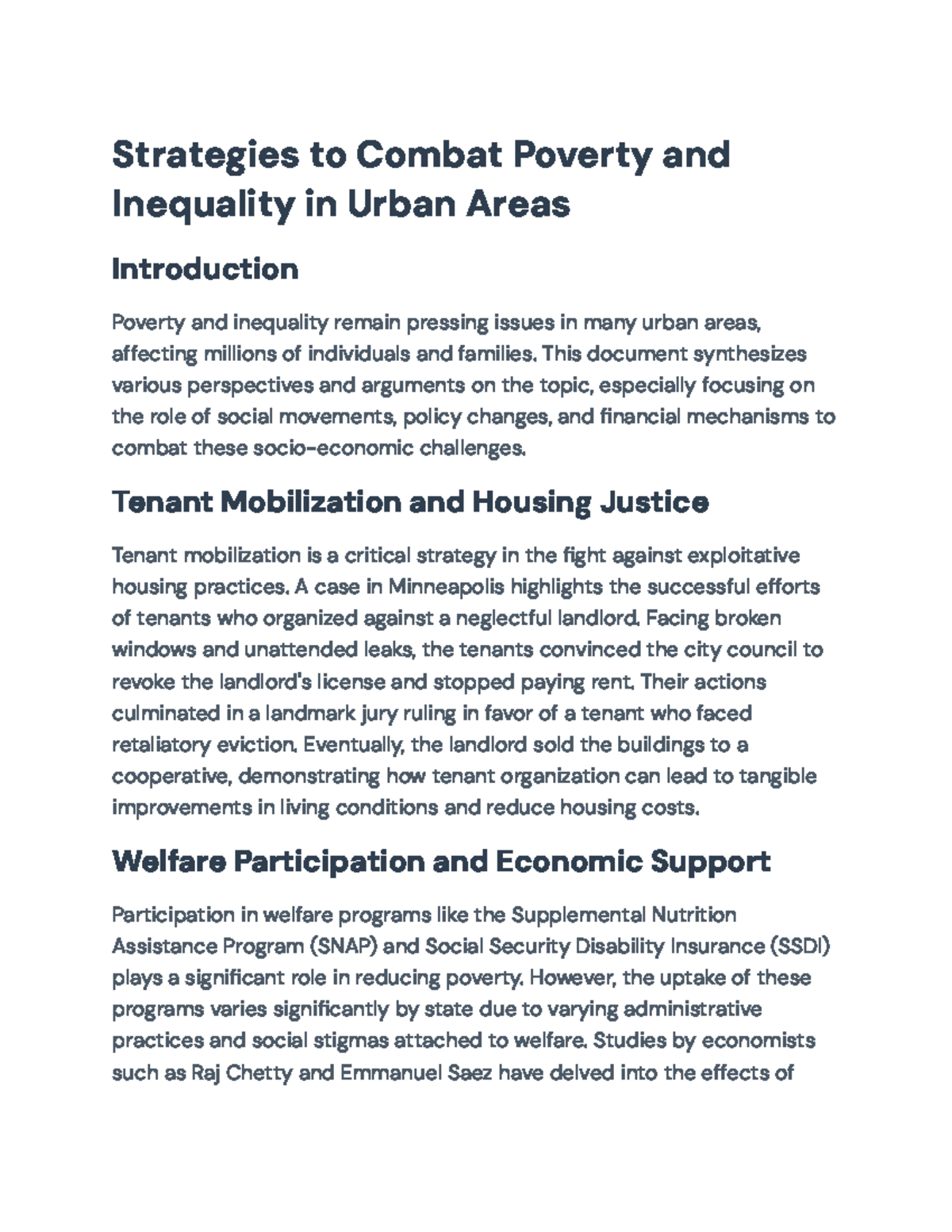 Strategies to Combat Urban Poverty & Inequality: A Comprehensive ...