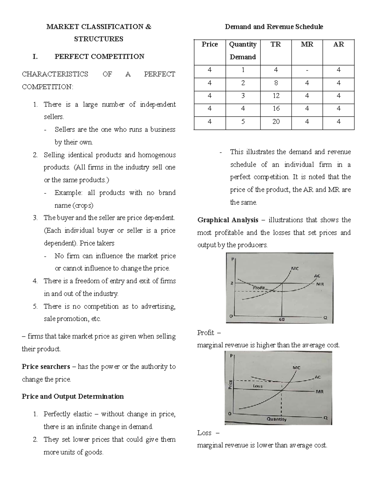 Econ 101: Market Classification Structures - Final Review Notes - Studocu