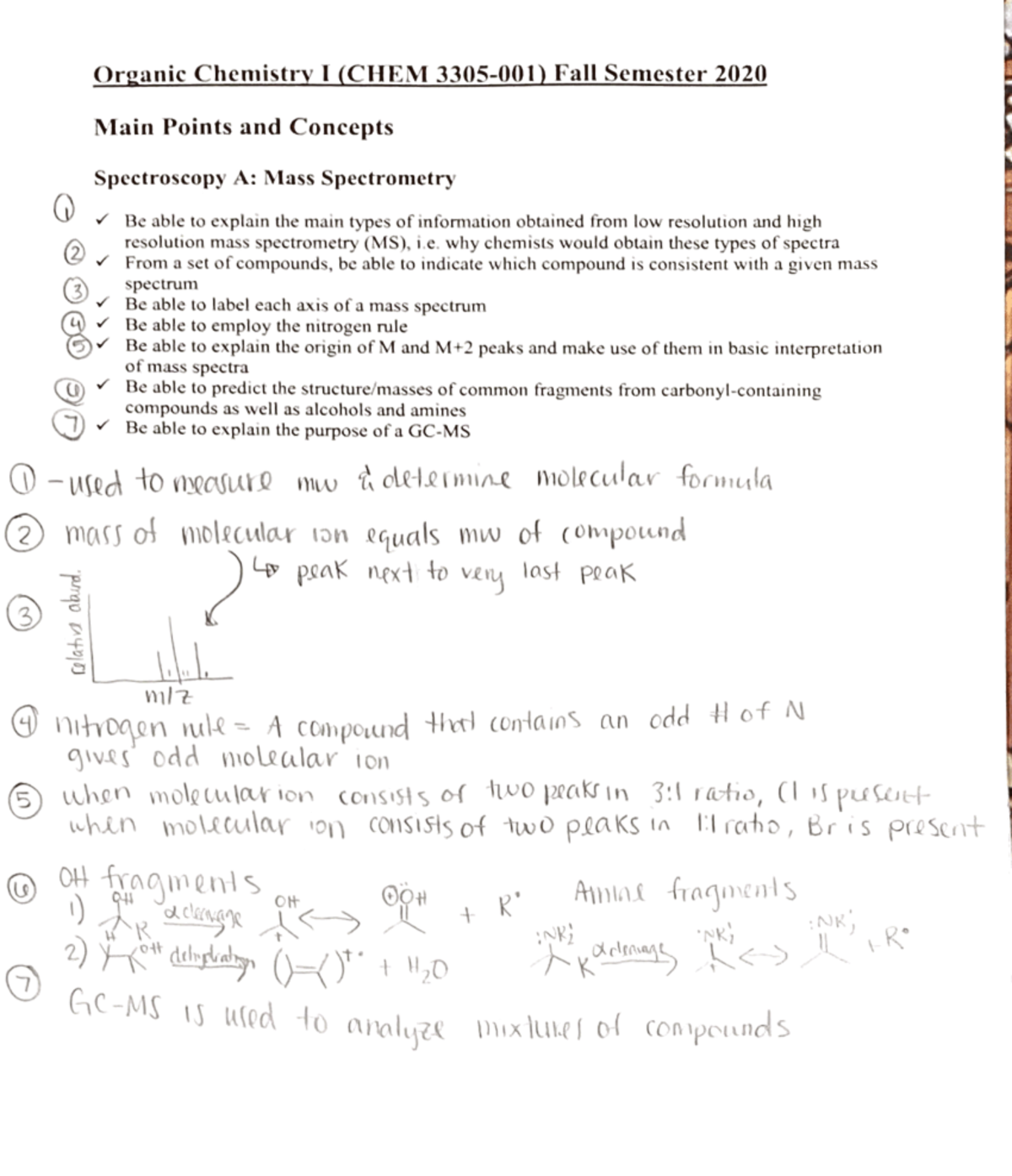 Ochem 2 (CHEM 3306) Final Exam Study Guide: Mass and IR Spectroscopy - Studocu