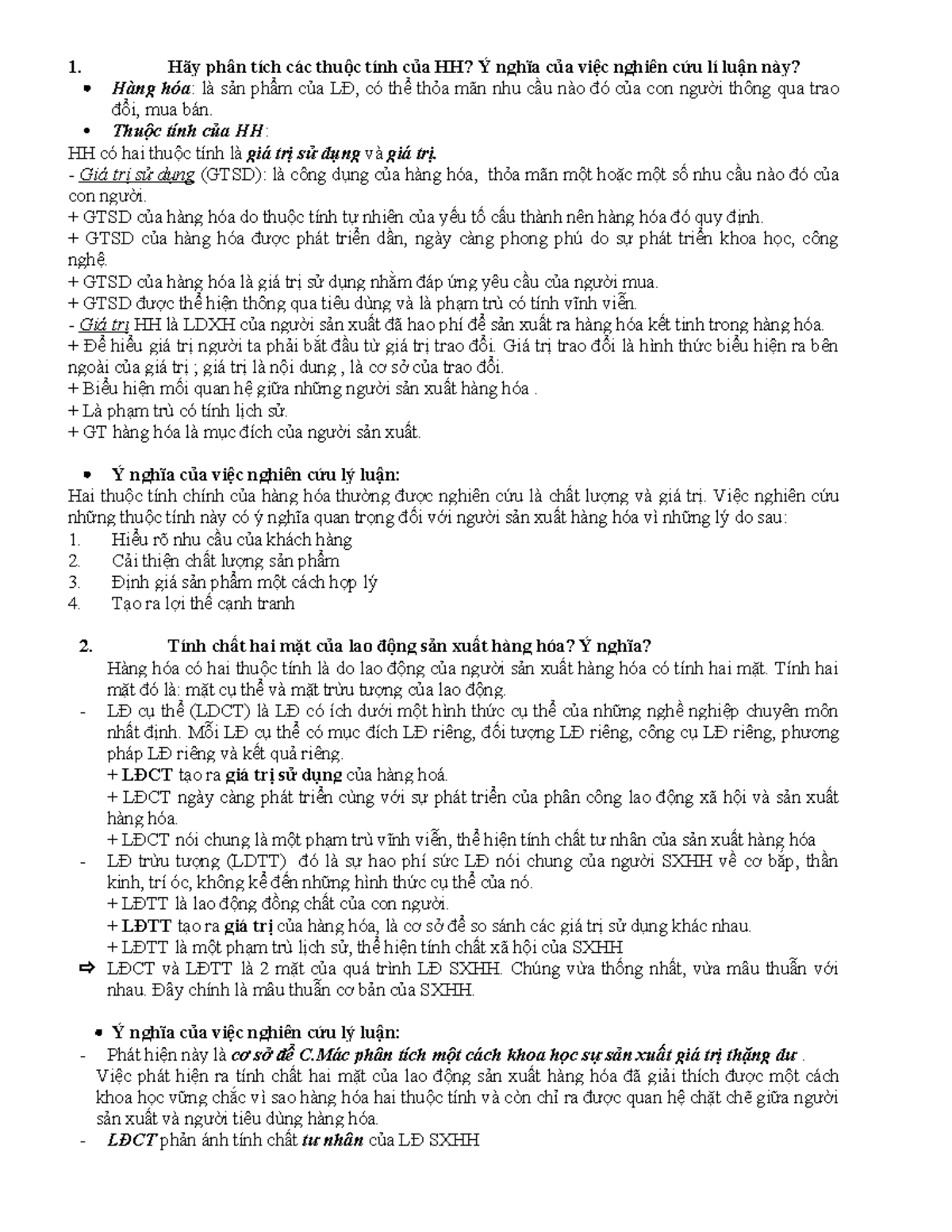 Phân tích thuộc tính hàng hóa và lý luận kinh tế chính trị (KTP 101) - Studocu