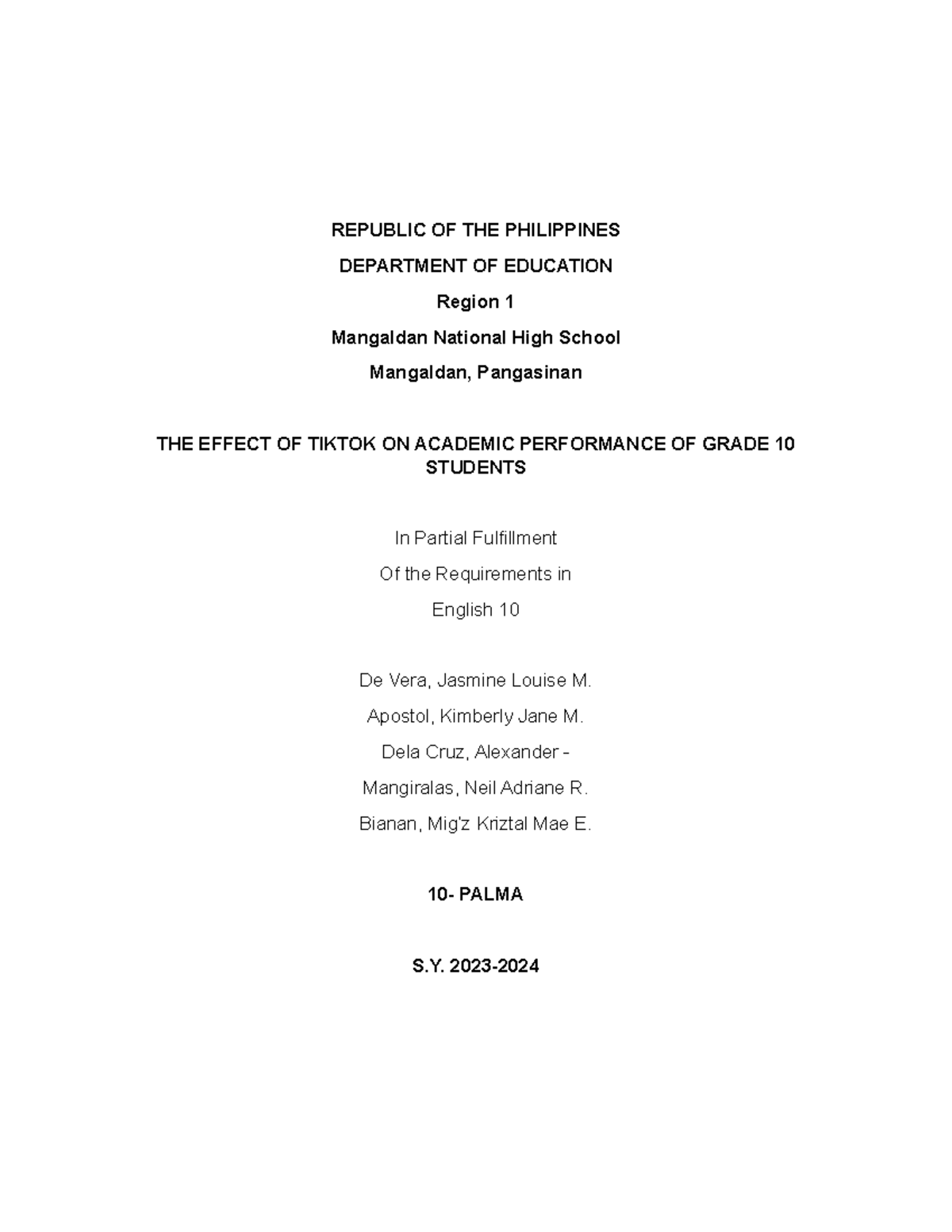 The Impact of TikTok on Grade 10 Academic Performance: An Analysis ...