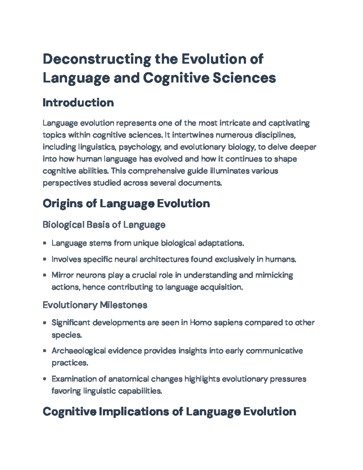 Comprehensive Guide on Language Evolution in Cognitive Sciences ...