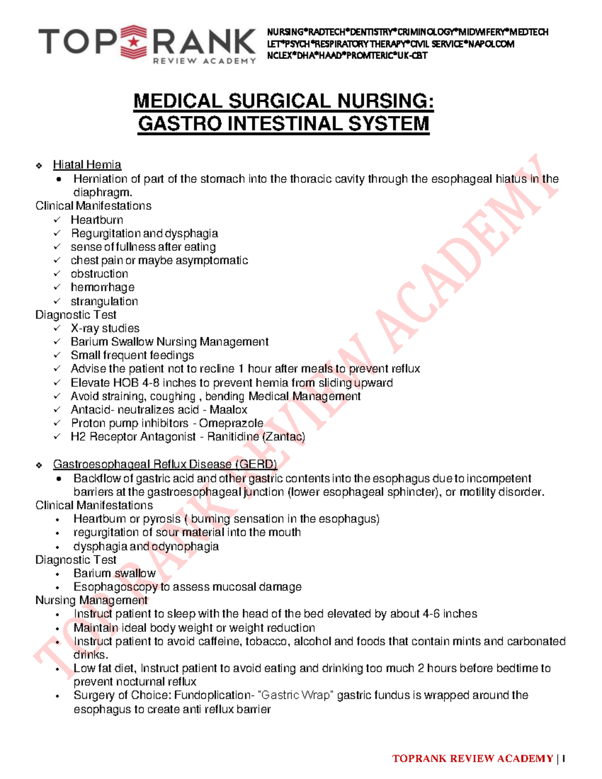 MS GIT - Medical-Surgical Nursing Overview: Gastrointestinal System ...