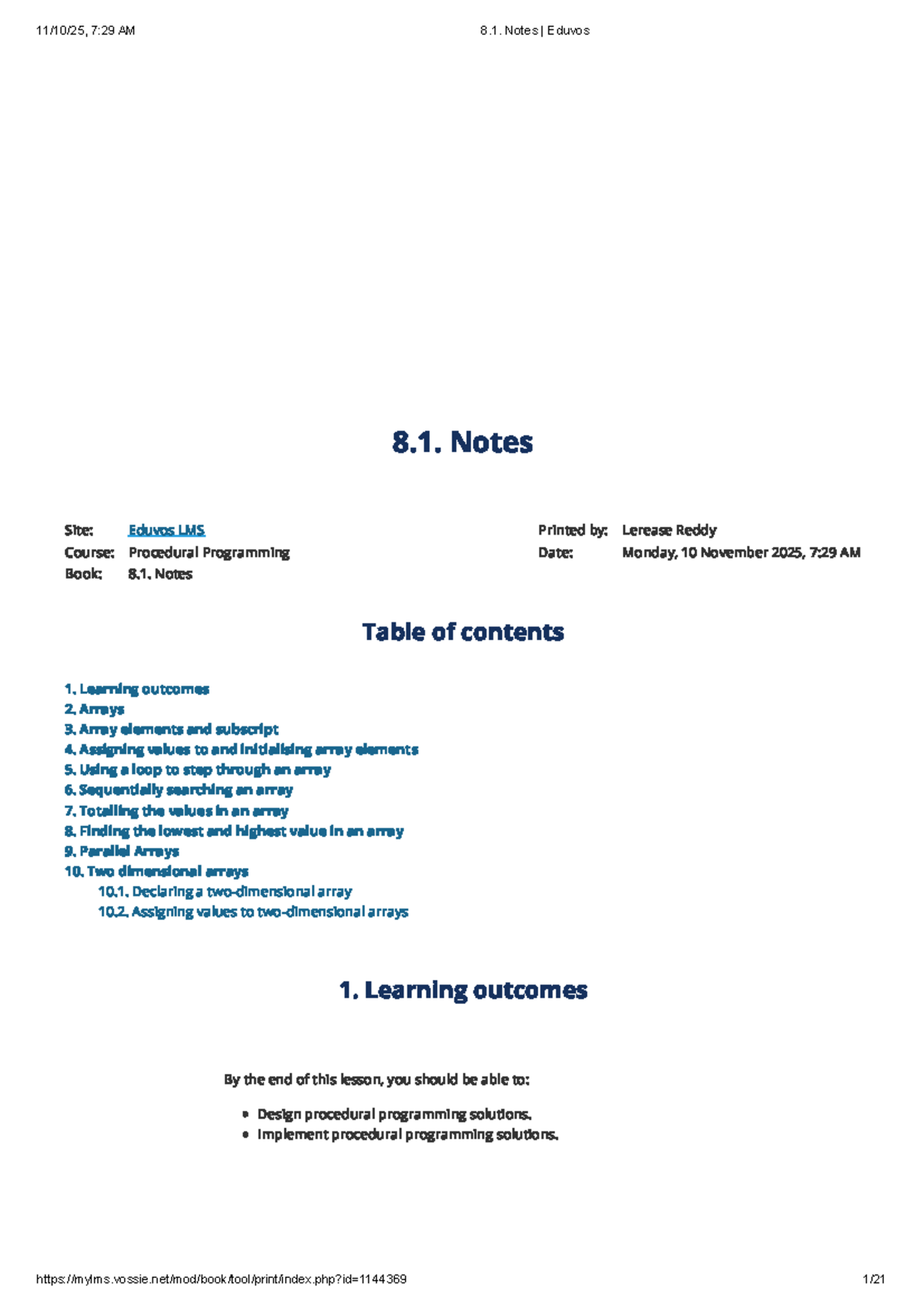 Procedural Programming Notes (PPG 8.1) - Eduvos LMS - Studocu