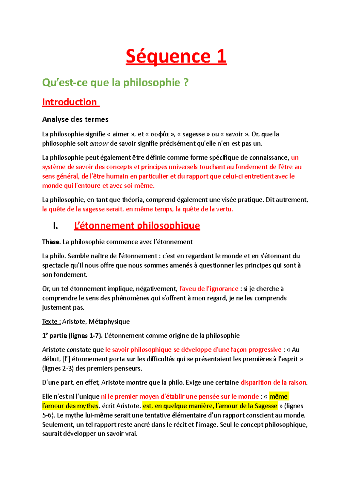 Philo Cours TLE - Séquence 1 Qu’est-ce que la philosophie? Introduction ...