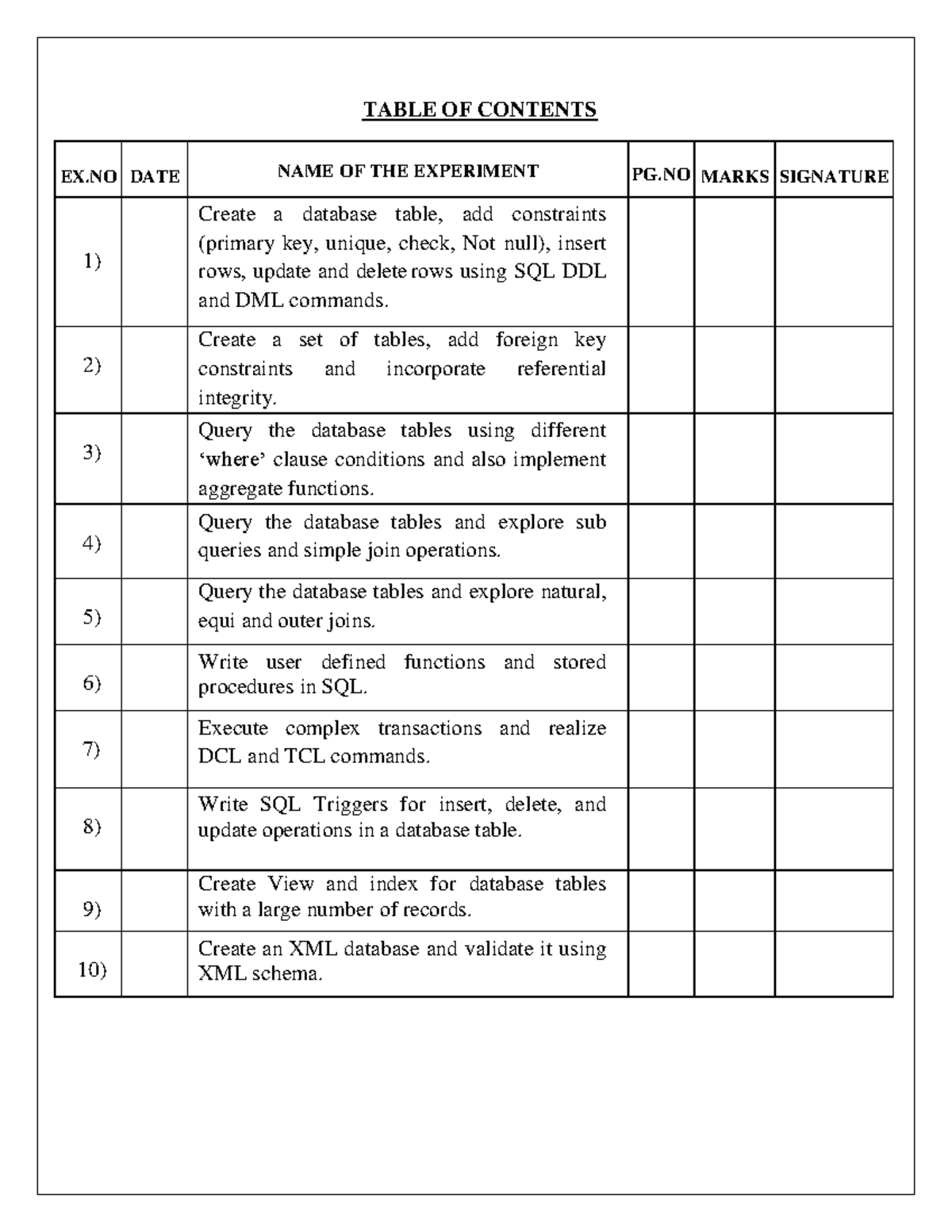 SQL DDL & DML Experiments: Creating & Querying Database Tables - Studocu