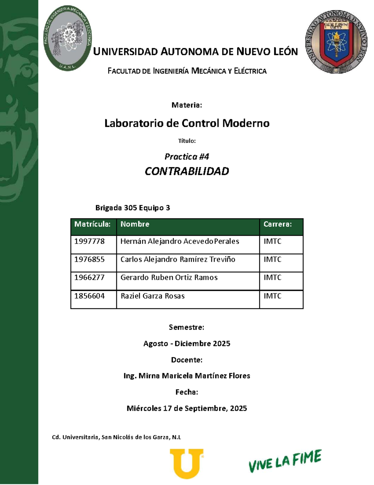 Laboratorio de Control Moderno - Práctica 4: Controlabilidad - Studocu