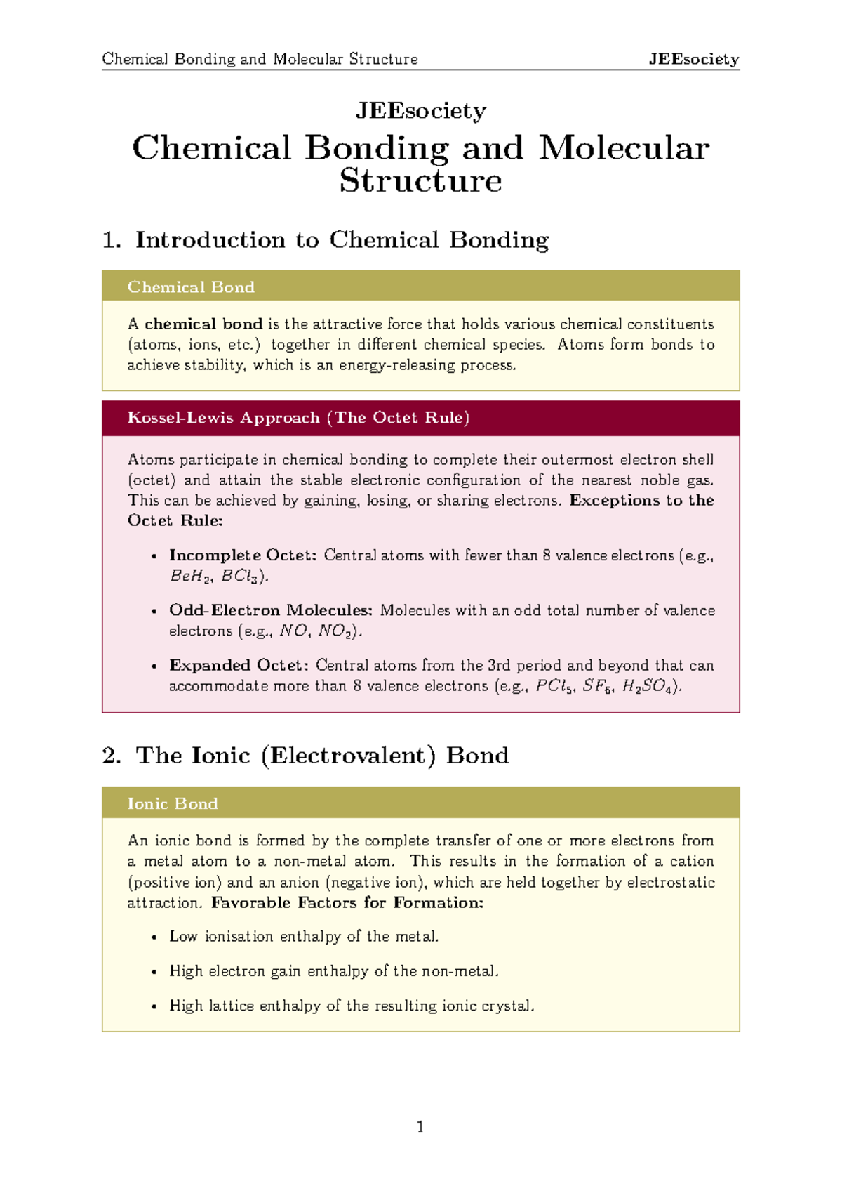 Chemical Bonding Short Notes for JEEsociety - Studocu