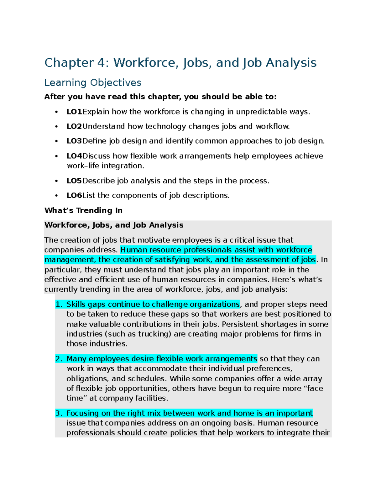 Chapter 4: Evolving Workforce and Job Analysis Insights - Studocu