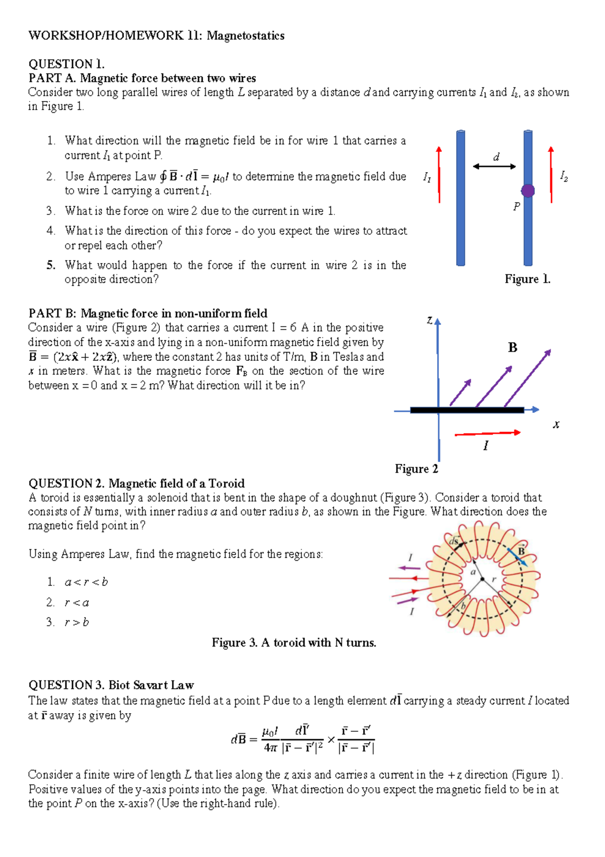 Magnetostatics Workshop 11: Magnetic Forces & Fields Analysis - Studocu