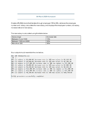 27 February 2025 Homework - 27 February 2025 Homework – Revised Create a PL/SQL block that - Studocu