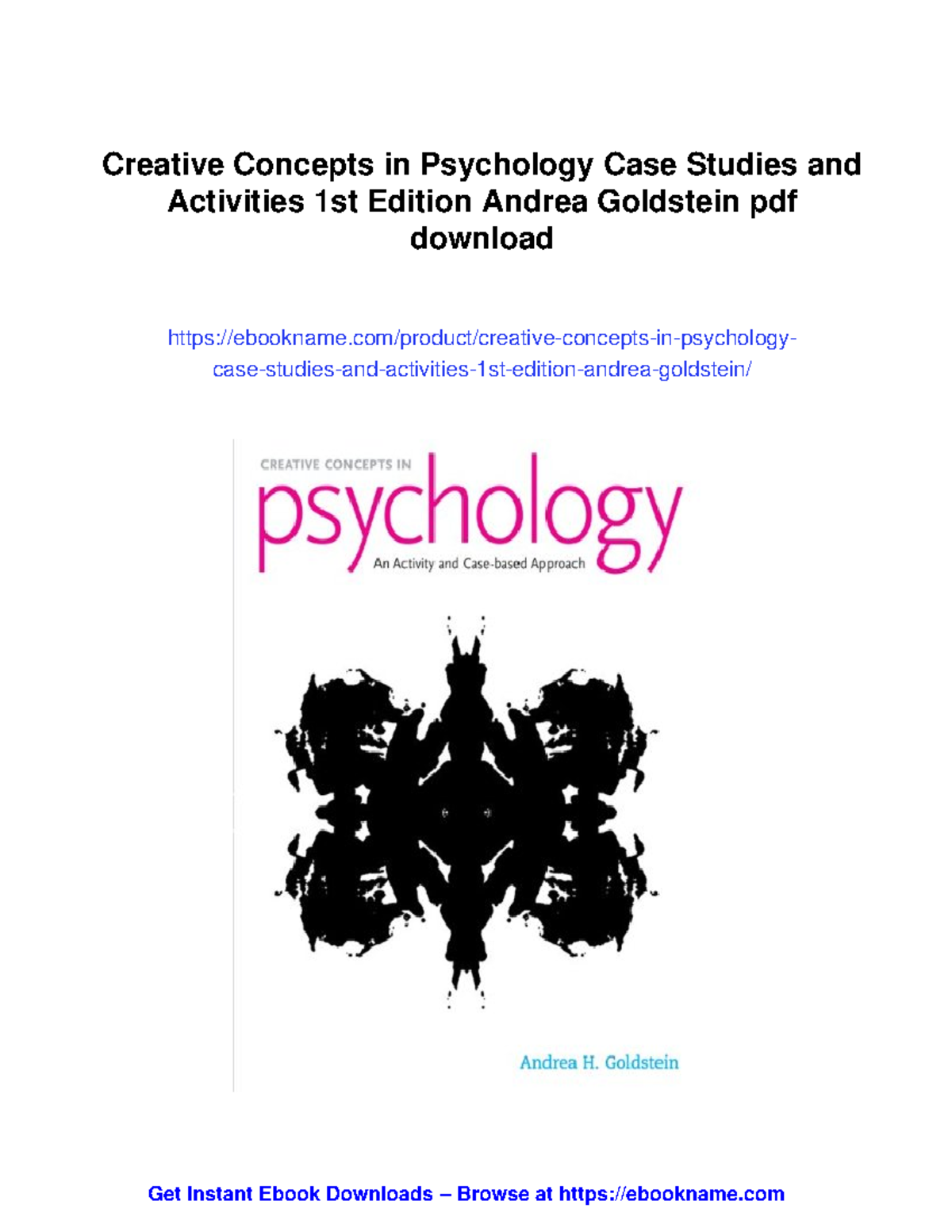 Creative Concepts in Psychology: Case Studies & Activities (1st Ed ...