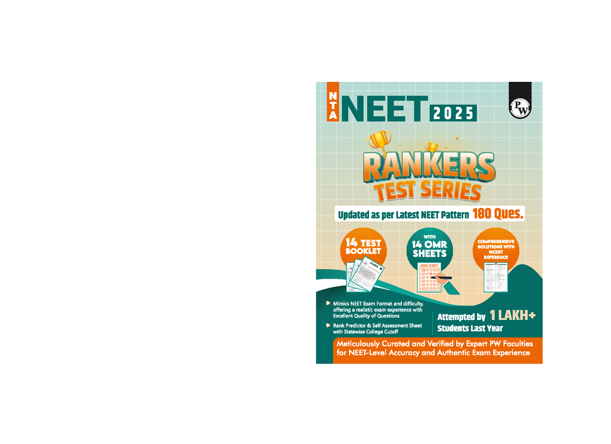 NEET Rankers Test Series: Comprehensive Test Booklet 606017 - Studocu
