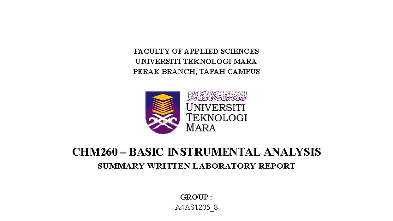 Gas Chromatography Experiment Report - CHM260 Exp 5 - Studocu