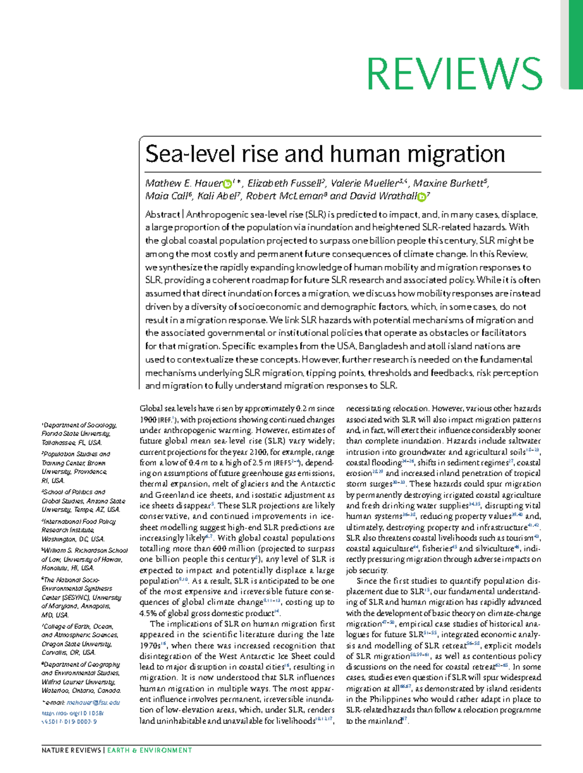 Managed Retreat and Adaptation Strategies for Coastal Communities: SLR ...
