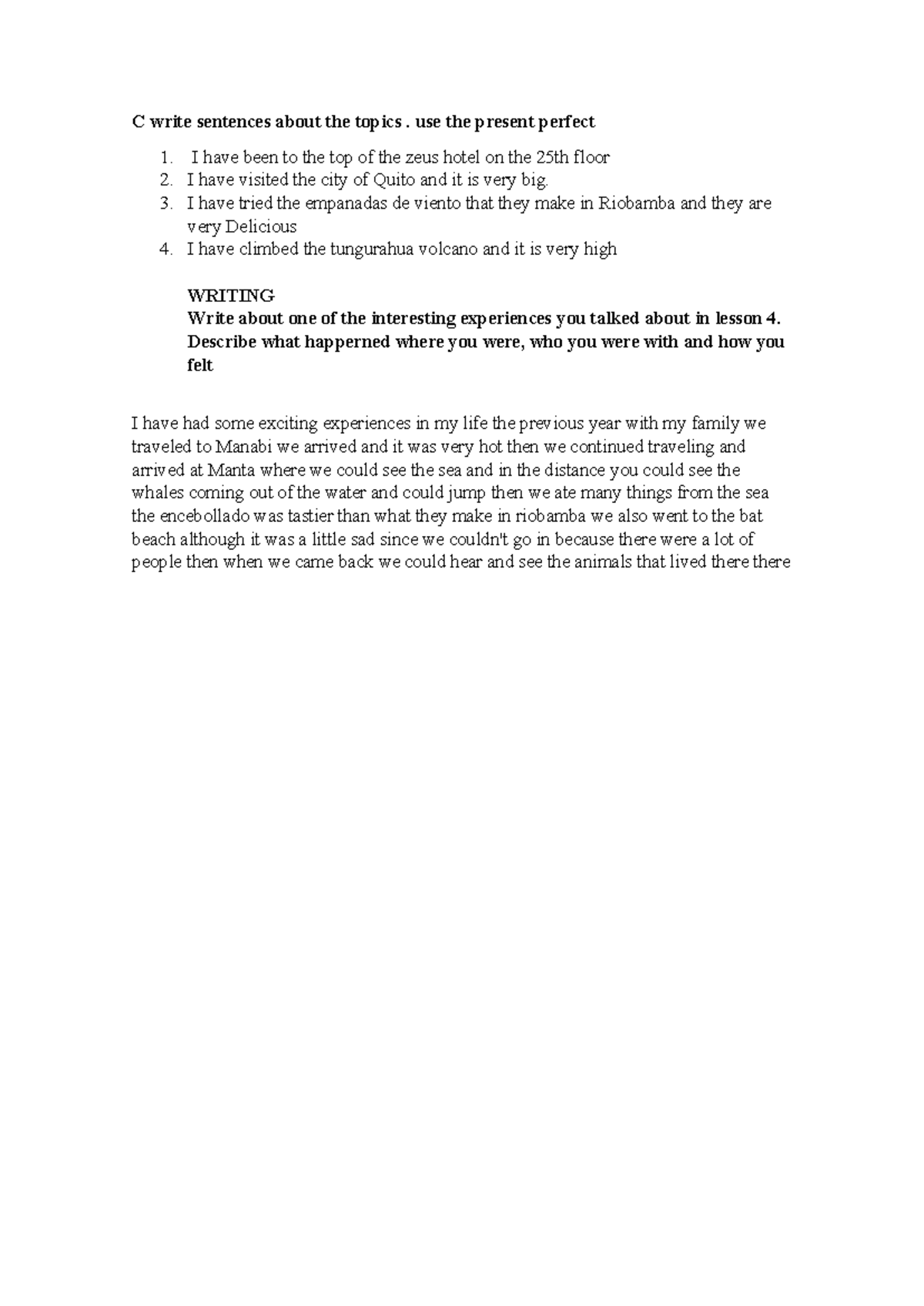 C Writing Sentences in Present Perfect - Review Pag 12 - TAREA - Studocu