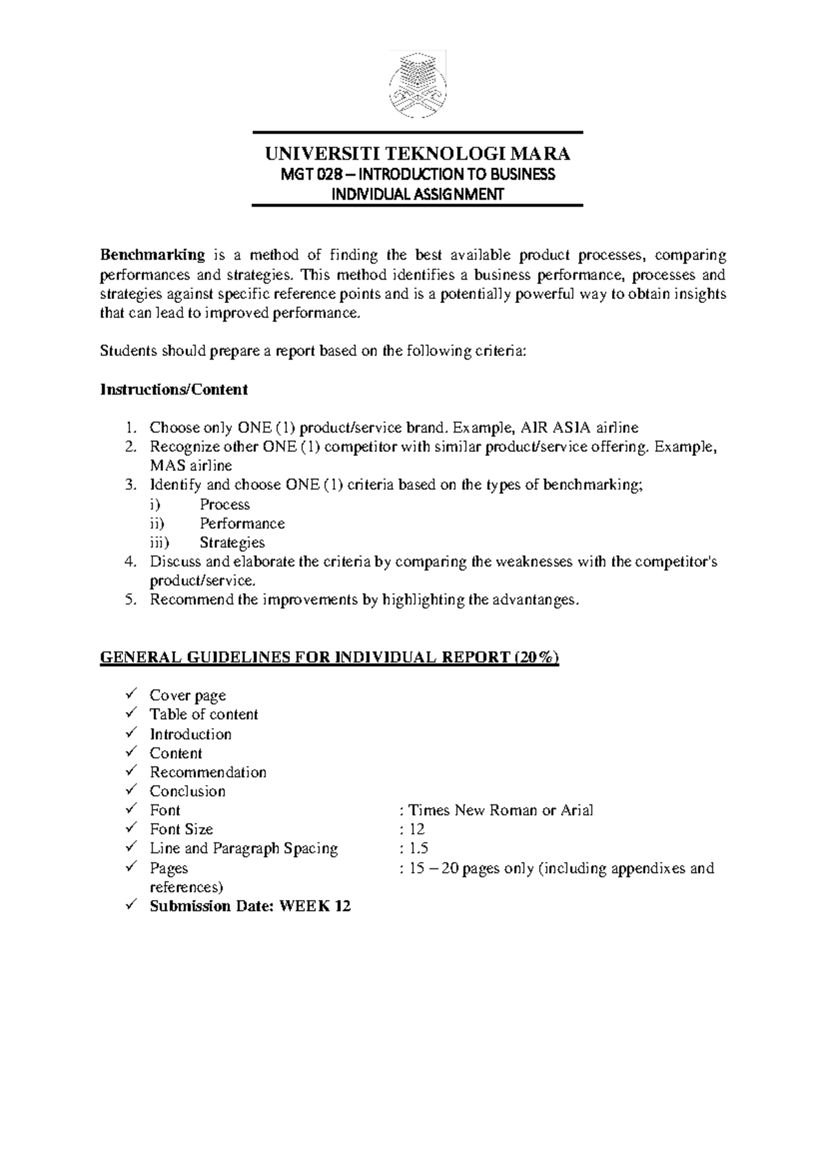MGT028 Individual Assignment: Benchmarking Analysis of Brands - Studocu