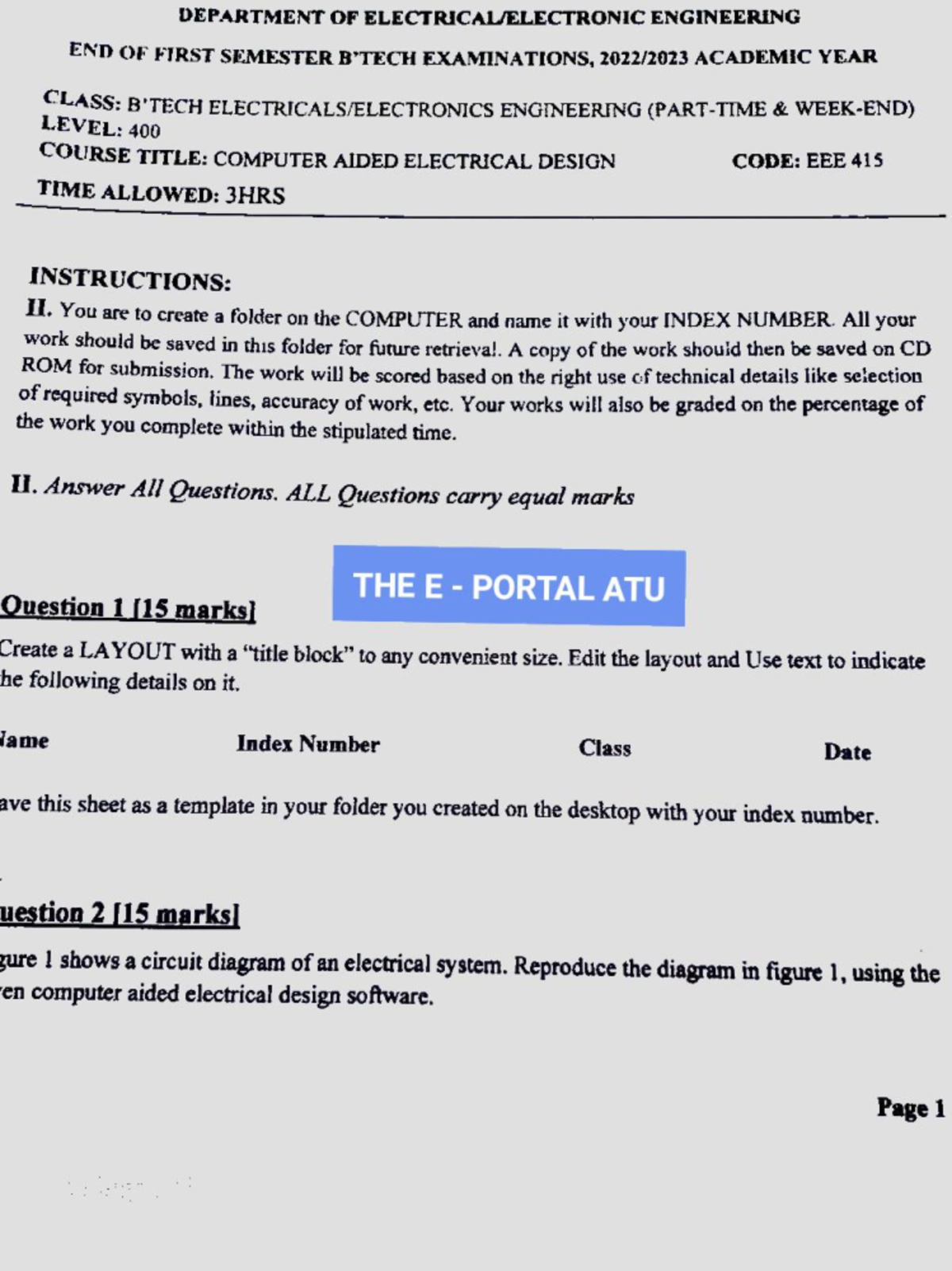 Computer aided electrical design 22-23part-timeweekend - DEPARTMENT OF ...