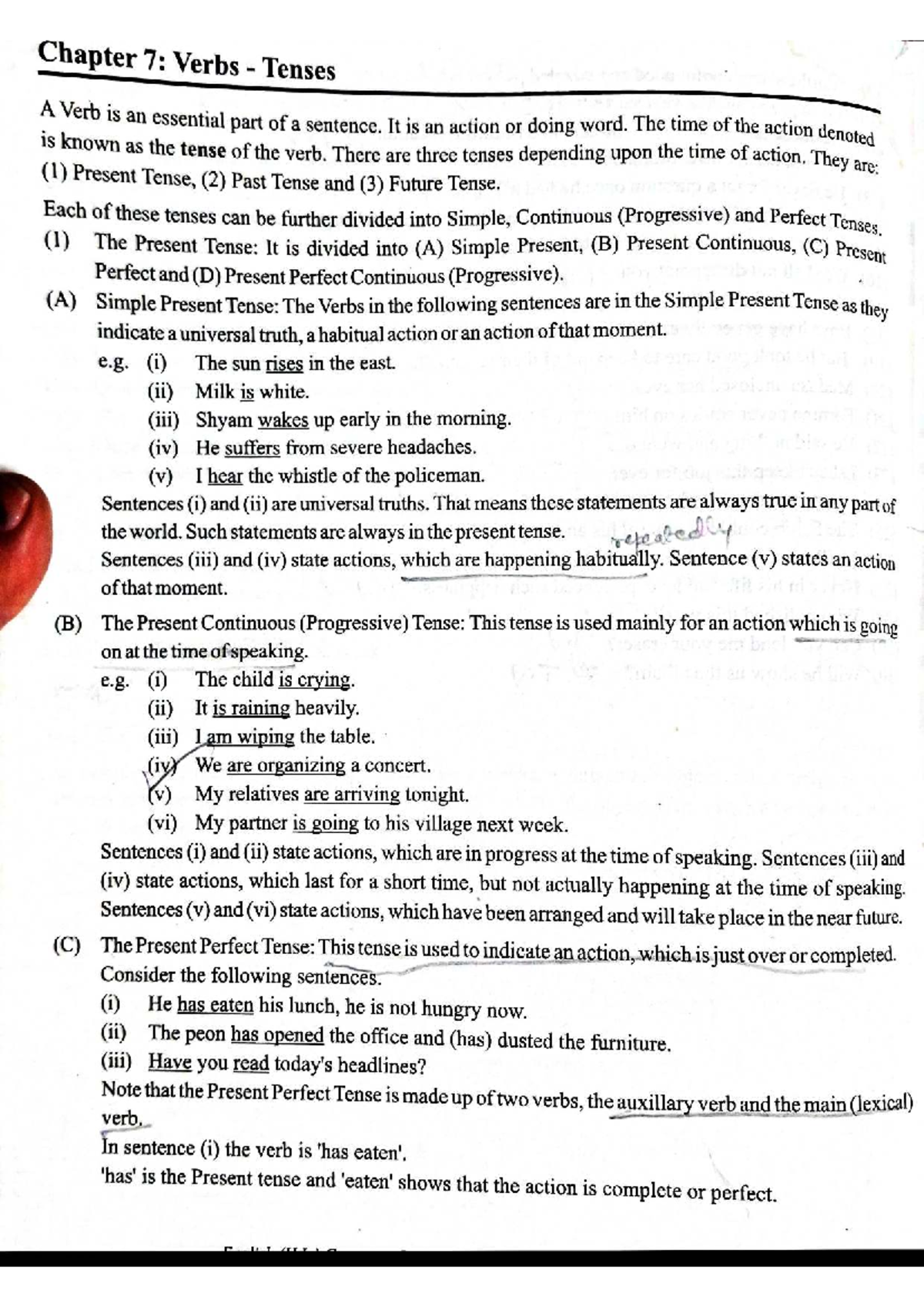 Chapter 7: Verb Tenses and Auxiliary Verbs Notes & Exercises - Studocu