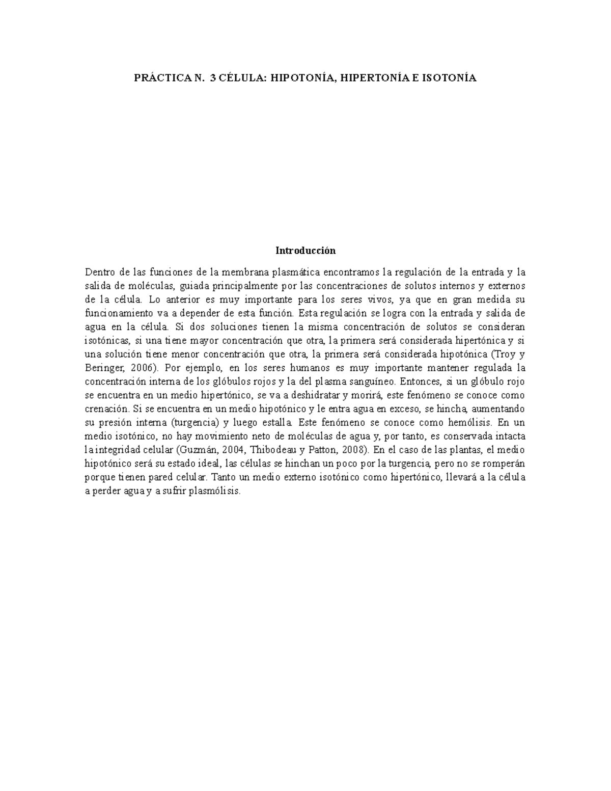 Práctica N3 Componente practico - PRÁCTICA N. 3 CÉLULA: HIPOTONÍA ...
