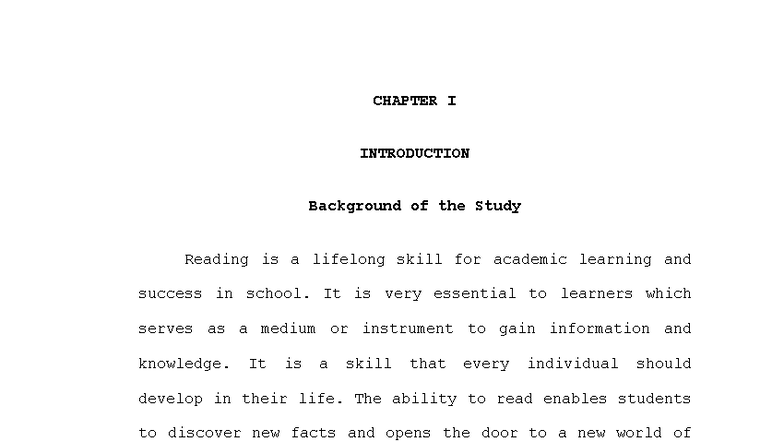 CHAPTER I: INTRODUCTION TO READING STRATEGIES AND COMPREHENSION - Studocu