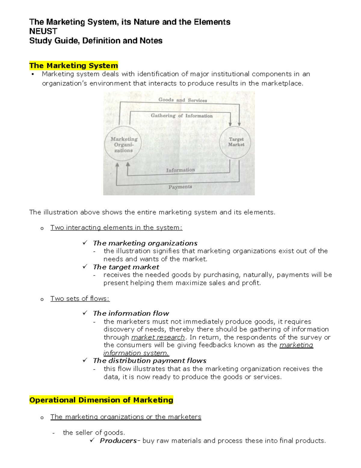 Marketing System- its Nature and Elements Study Guide, Definition and ...