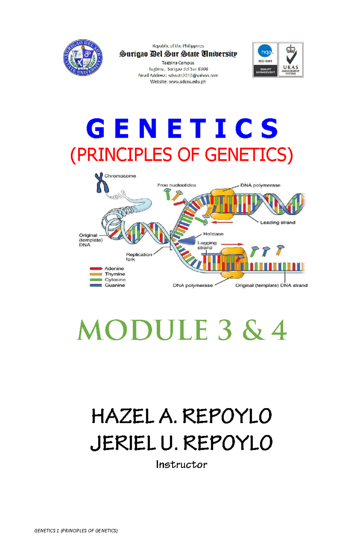 Principles of Genetics M3 & M4: DNA Structure and Gene Expression - Studocu