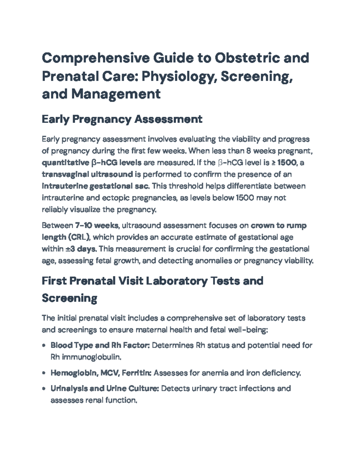 Comprehensive OBGYN 101 Guide: Screening & Management of Prenatal Care ...