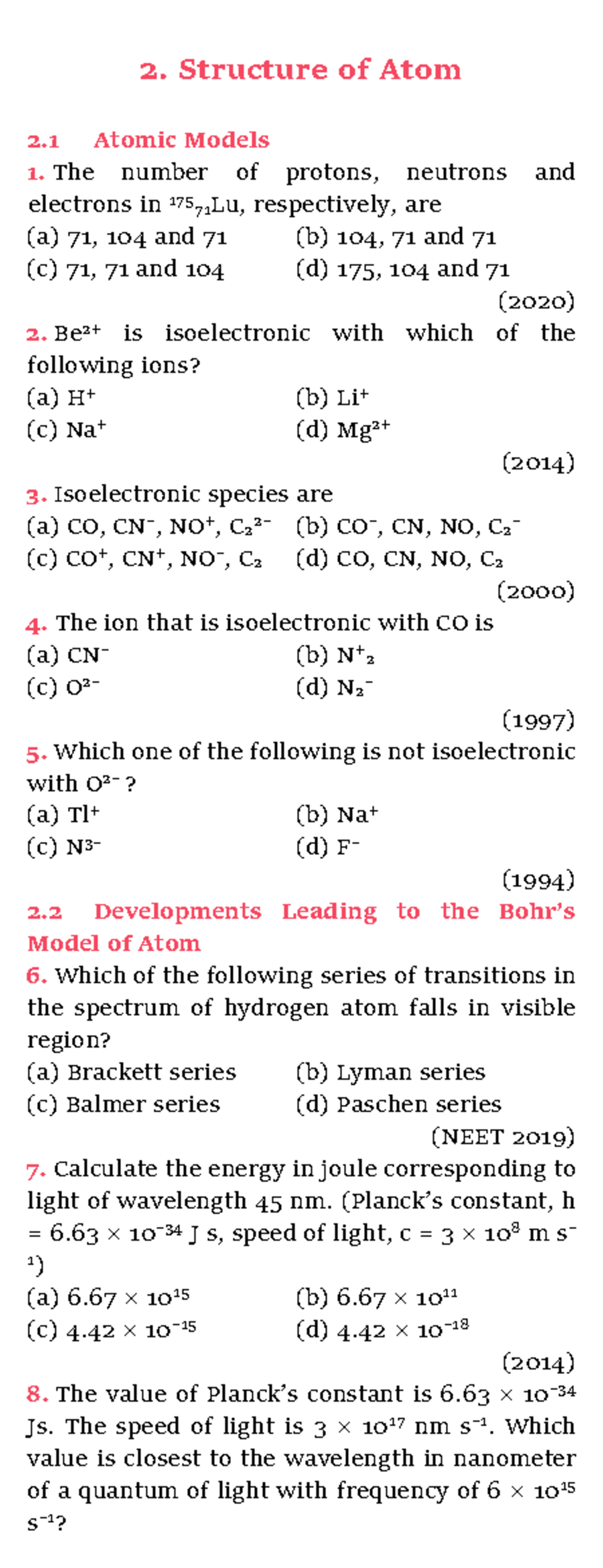 Ch2 - Organic Chemistry: Atomic Structure & Quantum Mechanics Notes ...