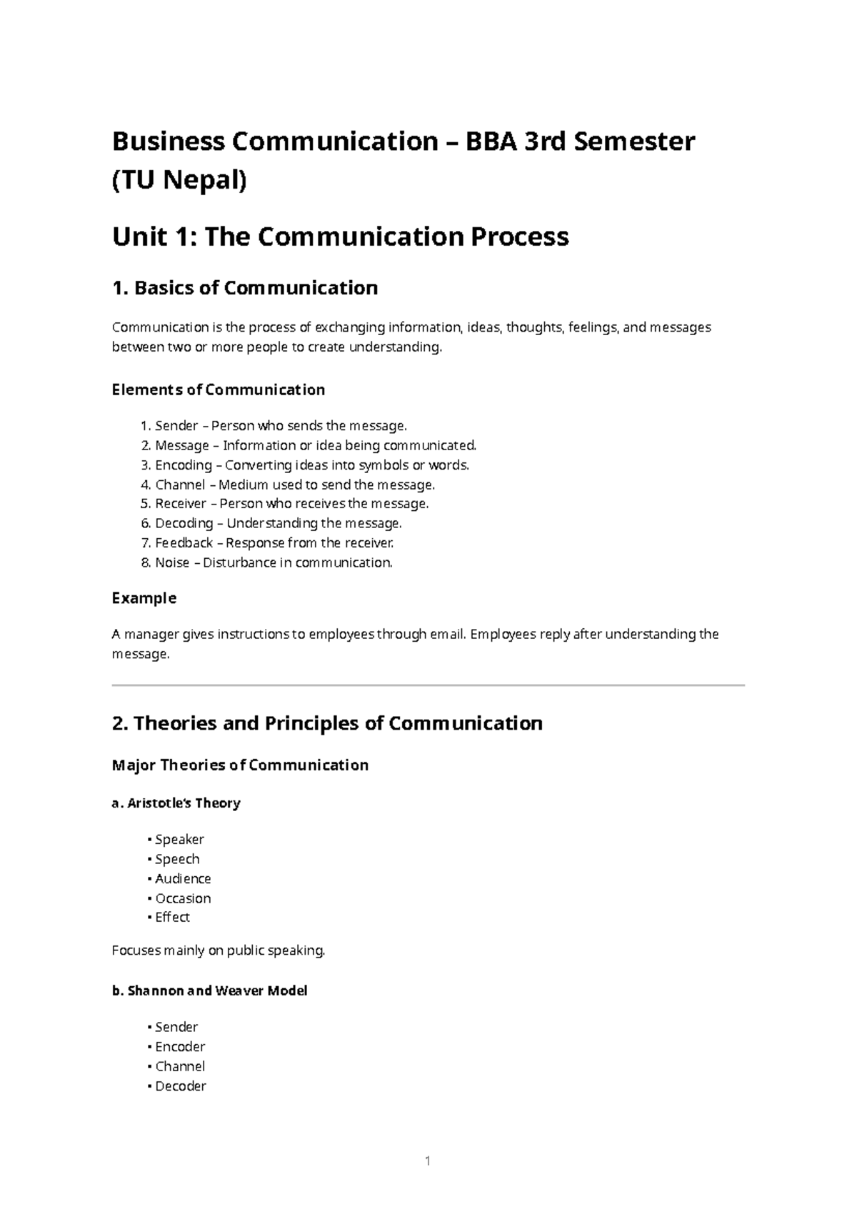 BBA 3rd Sem Business Communication TU: Complete Study Notes - Studocu