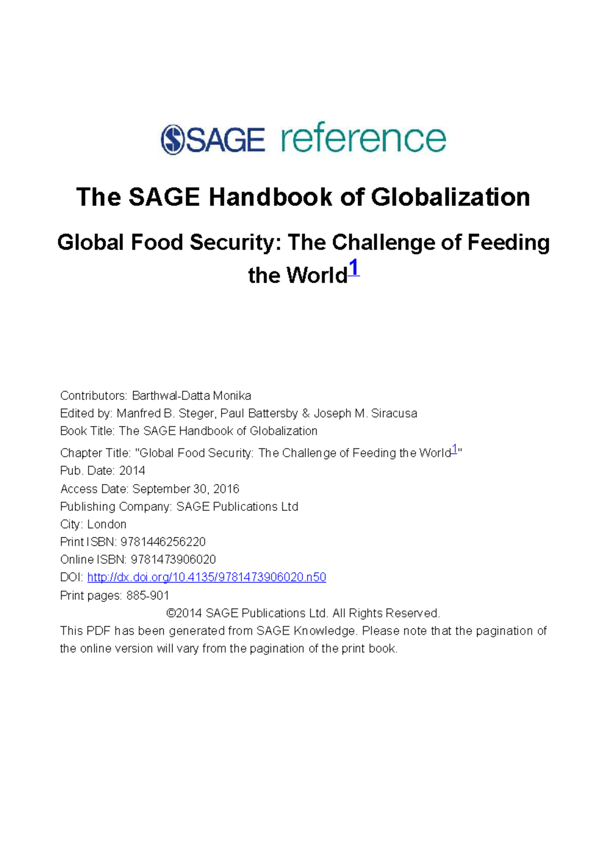 Globalization and Food Security: Challenges and Solutions (6) - Studocu