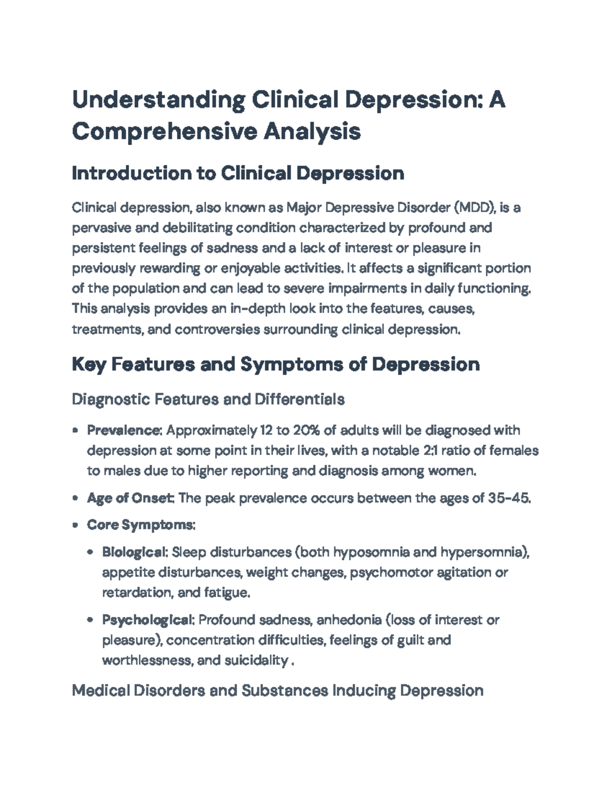 Understanding Clinical Depression: Features, Causes, and Treatments ...