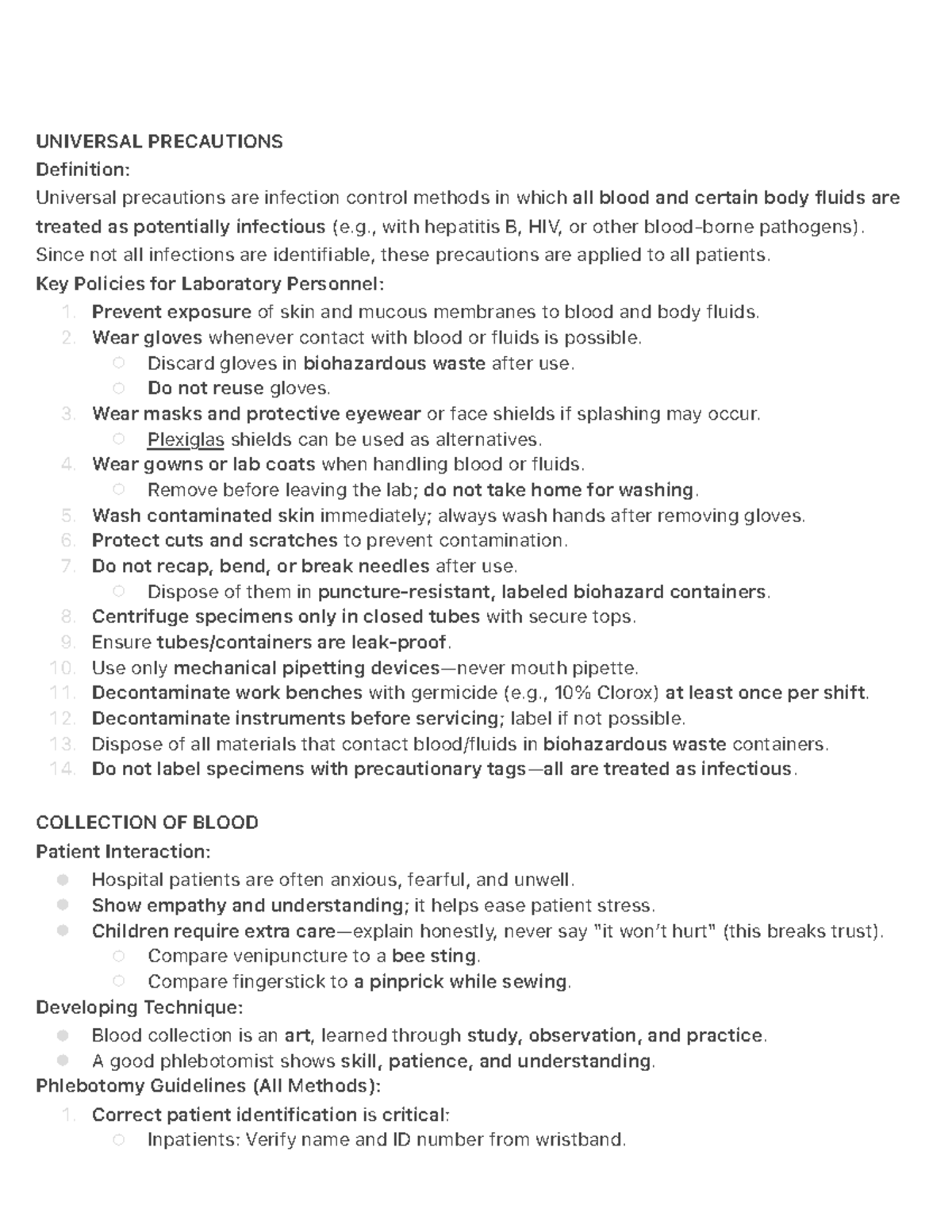 Universal Precautions: Infection Control Guidelines and Blood ...