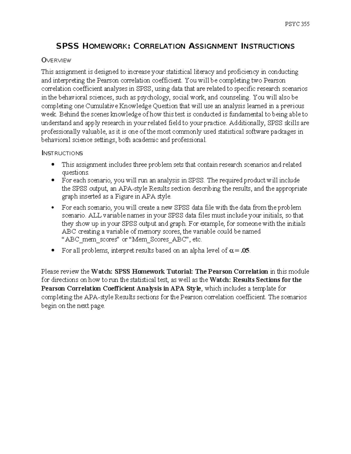 SPSS Homework: Correlation Assignment Instructions (JV) - Studocu