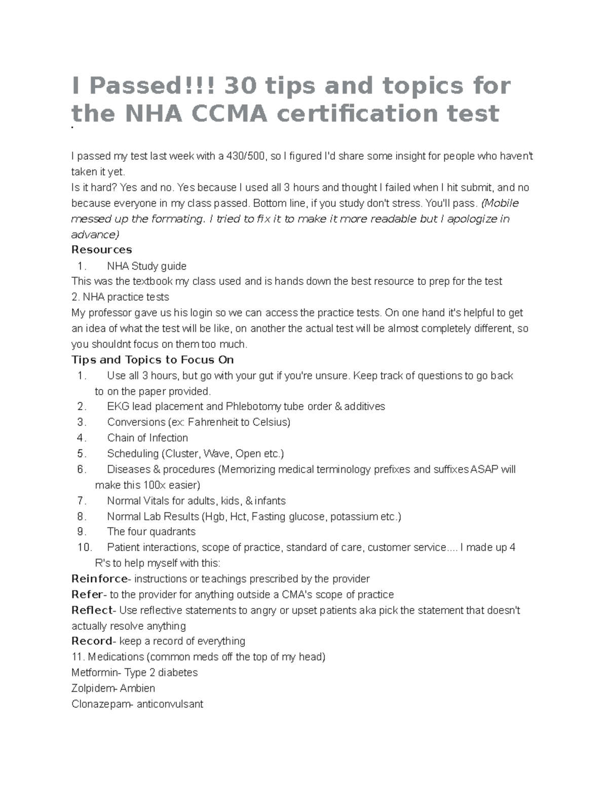 Pass CCMA - practice test questions - I Passed!!! 30 tips and topics ...