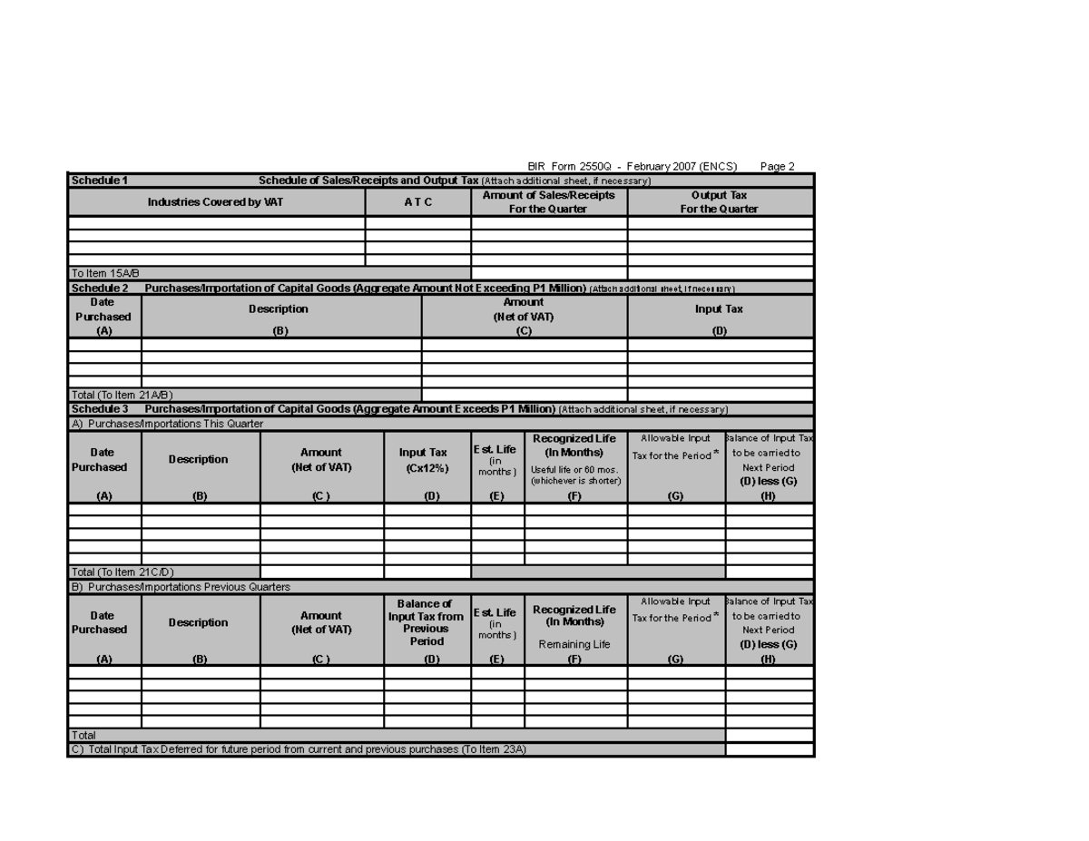 2550Q Quarterly VAT Return Overview - February 2007 (P2) - Studocu
