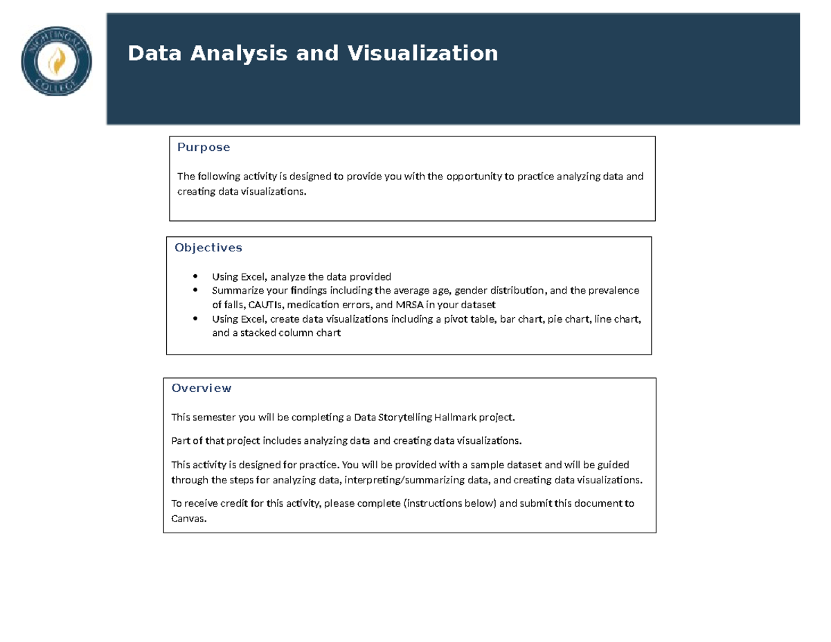 Data Analysis & Visualization Activity - KV: Excel Practice Guide - Studocu